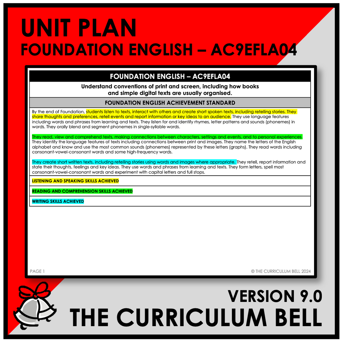 V9 UNIT PLAN - AC9EFLA04 | AC | FOUNDATION ENGLISH – THE CURRICULUM BELL